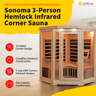 Heatwave Sonoma 3-Person Hemlock Infrared Corner Sauna with 7 Carbon Heaters & Reviews | Wayfair